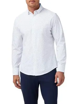 Mizzen+main Leeward Trim Fit Neat Dot No Tuck Button-up Shirt - Navy Stacked Geo