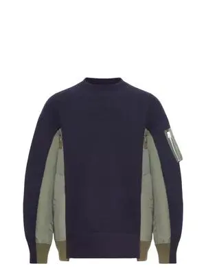 Sacai Patchwork Sweatshirt With Nylon Details - Blue