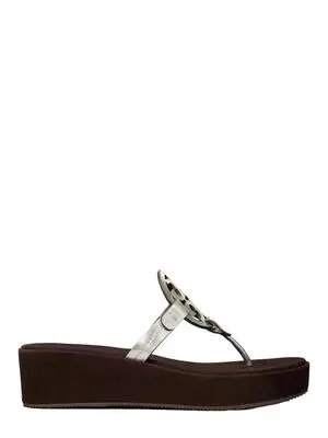 Tory Burch Miller Wedge Sandals - Silver