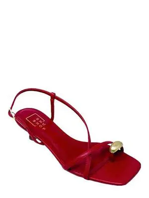 SHU SHOP Harper Slingback Kitten Heel Sandal - Red