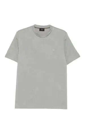 Brioni Embroidered Round-neck T-shirt - Grey