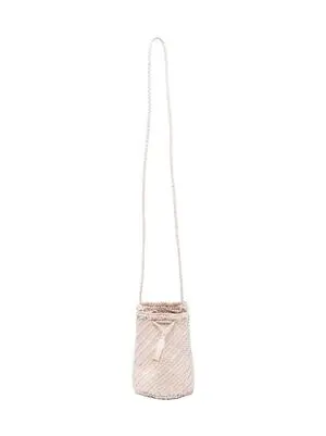 Dragon Braided Leather Bucket Bag - Neutrals