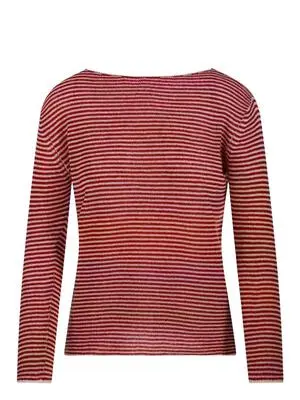 BEYOU Striped Knitwear Red