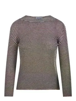 BEYOU Striped Sweater Brown