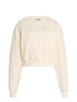 Eterne Cropped Cotton-modal Sweatshirt - White