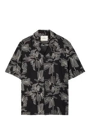 LES DEUX Liam Embroidered Cotton-blend Shirt - Black