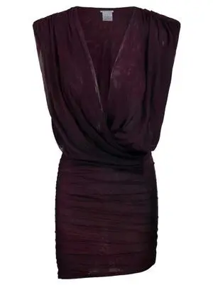 AMAZUIN Candice V-neck Draped Mini Dress - Red