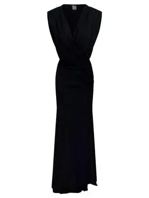 AMAZUIN Draped Maxi Dress Black