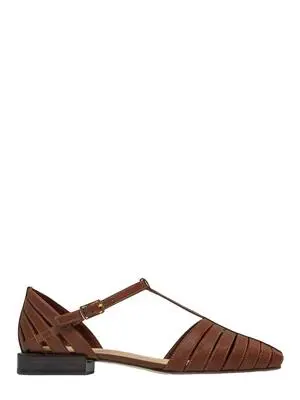 Bernardo Brighton T-strap Flat Pumps - Brown