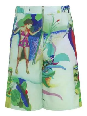 AMIR SLAMA Printed Cargo Shorts - Green
