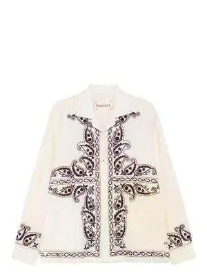 BAZISZT Memento Paisley-embroidered Shirt - Neutrals