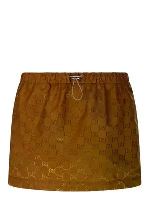 Gucci Monogram Elasticated Mini Skirt - Brown