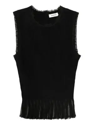 Sandro Ruffled Ottoman Knit Top - Black