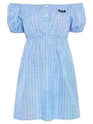 Miu Miu Checked Poplin Mini-dress - Blue