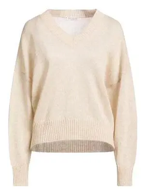 Brunello Cucinelli Knit Sweater With V-neck - Beige