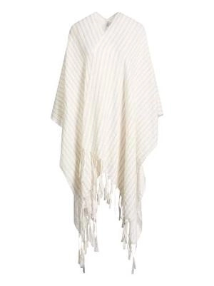 Brunello Cucinelli Woven Cape With Metallic Striped Detail - White