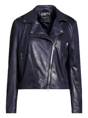STREET LEATHERS Brushed Biker Jacket - Blue