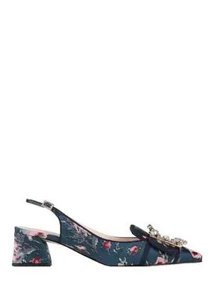 ROGER VIVIER Floral Print Slingback Pumps - Navy