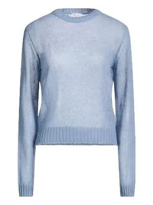 Brunello Cucinelli Knitted Sweater In Mohair And Wool Blend - Blue