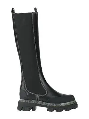 GANNI Leather Lug Sole Chelsea Boots - Black