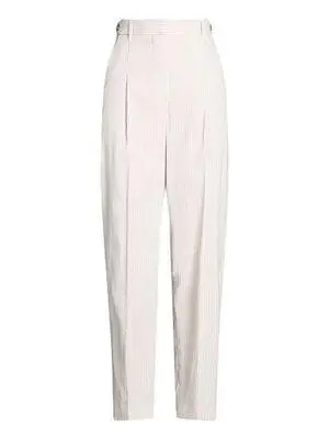 Brunello Cucinelli Linen Cotton Blend Striped Pants - Beige