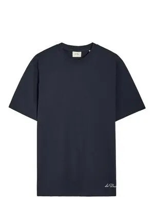 LES DEUX Ben Artist Printed Cotton T-shirt - Navy