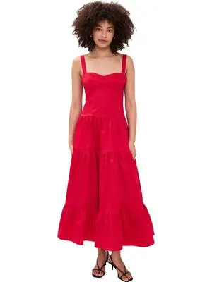 WAYF Melinda Midi Dress - Red