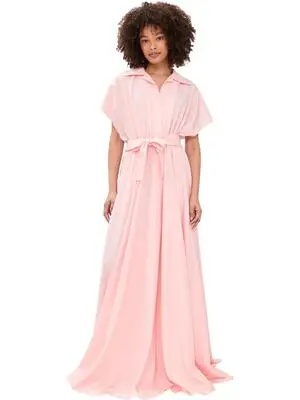 Norma Kamali Belted Flared Shirt Dress - Ballet Pink