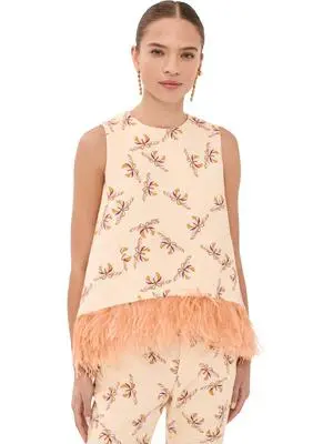 La DoubleJ La Scala Feather-trimmed Top - Farfalla
