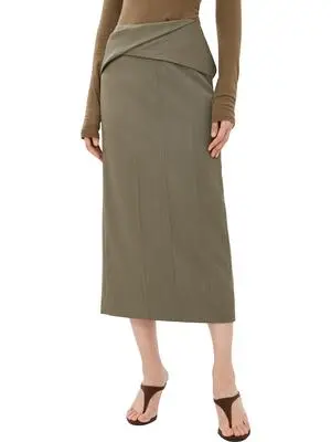 Victoria Beckham Wrap Detail Skirt - Sage Melange
