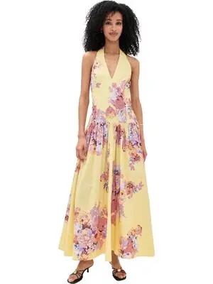 Hemant & Nandita Halterneck Maxi Dress - Yellow