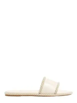 Valentino Garavani Vlogo Torchon Slide Sandals In Nappa Leather - Ivory