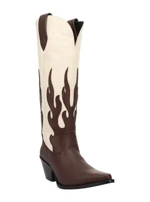 DINGO Burnin' Love Knee High Western Boot Brown
