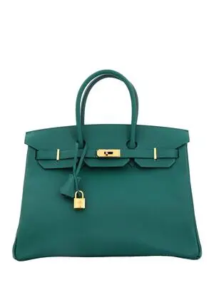 HERMES Birkin Handbag Green Epsom With Gold Hardware
