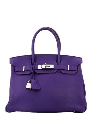 Hermès Birkin Handbag Purple Clemence With Palladium Hardware 30 Iris