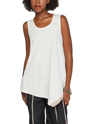 LUUKAA Cotton Jersey Top With Taffeta Accents - Ecru