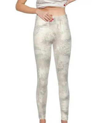 LUUKAA Luna Printed Cotton Jersey Leggings - Ecru