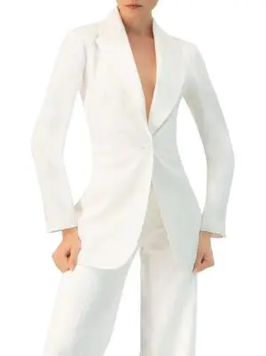 IVONNE Single-Button Blazer White