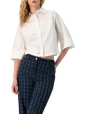IVONNE Dolman Sleeve Wide Shirt - White