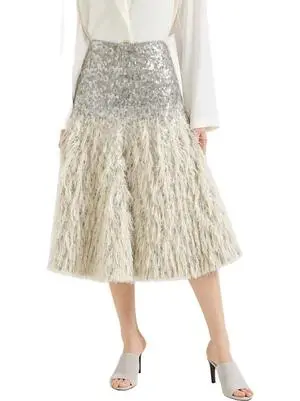 Brunello Cucinelli Dazzling Dégradé Skirt - Grey