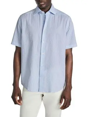 JACK VICTOR Bedford Cotton Seersucker Button-up Shirt