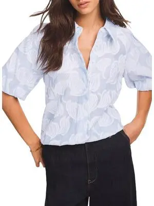 Mint Velvet Cotton Jacquard Striped Shirt - Blue