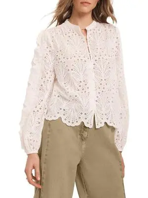 Mint Velvet Cotton Broderie Detail Blouse - Ivory
