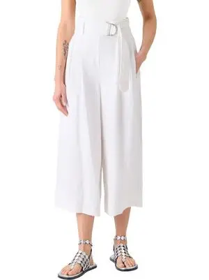 Akris Fiorella High Waist Linen Culottes - Cream
