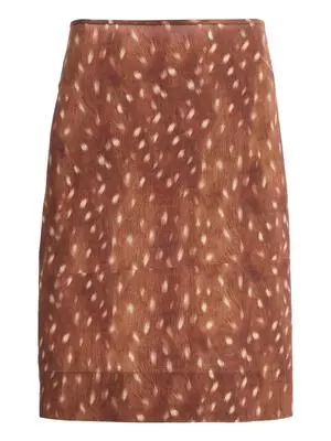 ST. AGNI Printed Crepe Midi Skirt - Brown