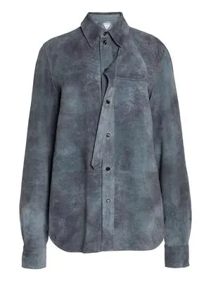 Bottega Veneta Brushed Suede Button Down Shirt - Blue