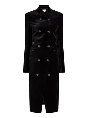 Khaite Rolon Double-breasted Velvet Coat - Black
