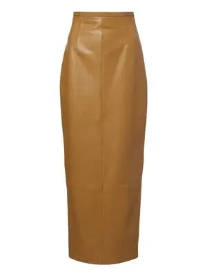 Khaite Winton Maxi Leather Skirt - Brown