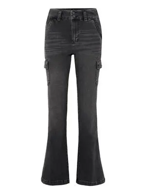 Paige Dion High-rise Flared Cargo Jeans - Black