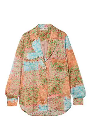 SIEDRES Micla Floral-print Crepon Shirt - Orange